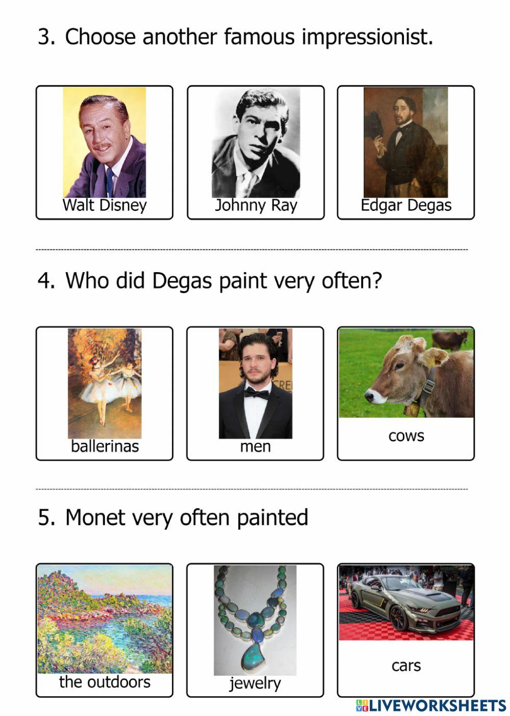 Arts interactive exercise for 3 | Live Worksheets