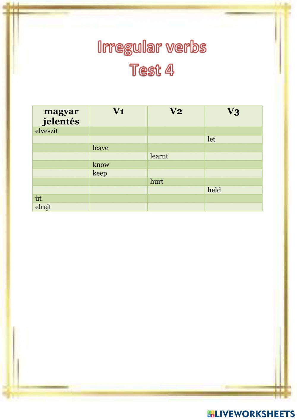 Irregular verbs online exercise for 6 | Live Worksheets
