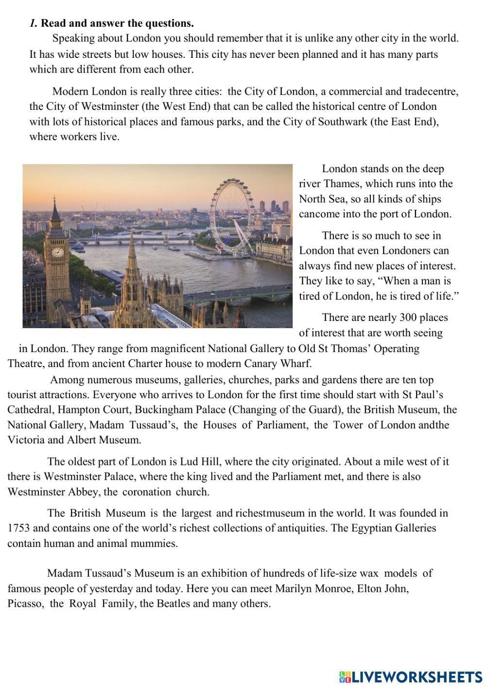 8В London worksheet | Live Worksheets