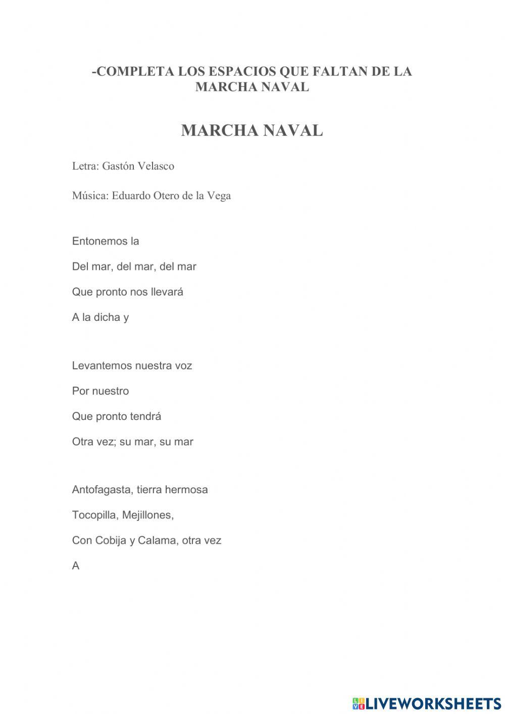 Marcha naval worksheet | Live Worksheets