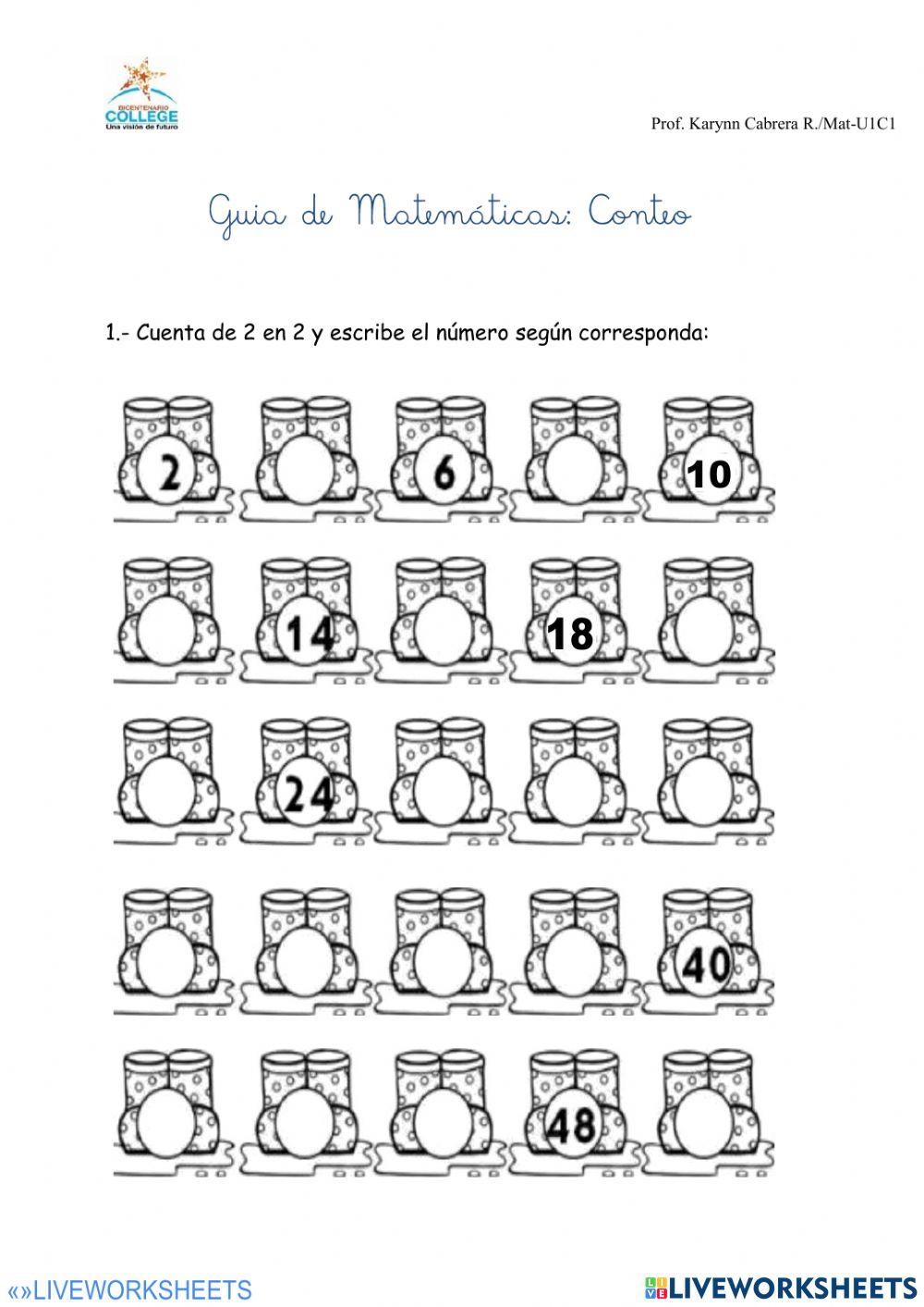 Guía de conteo worksheet | Live Worksheets
