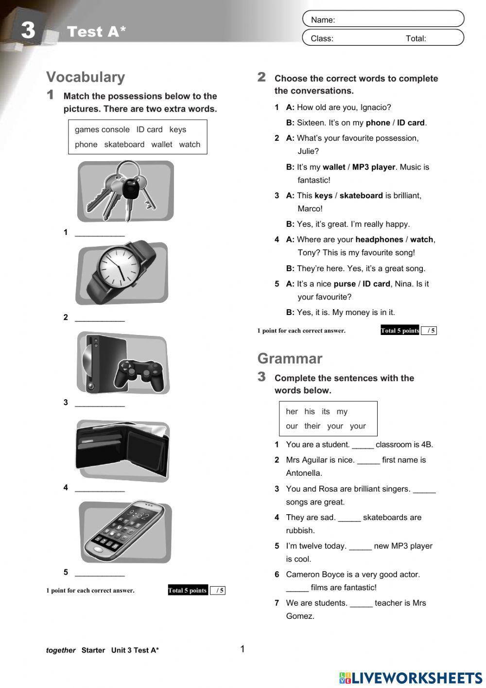 English test - 2nd year 914365 | Vanesa Andrea | Live