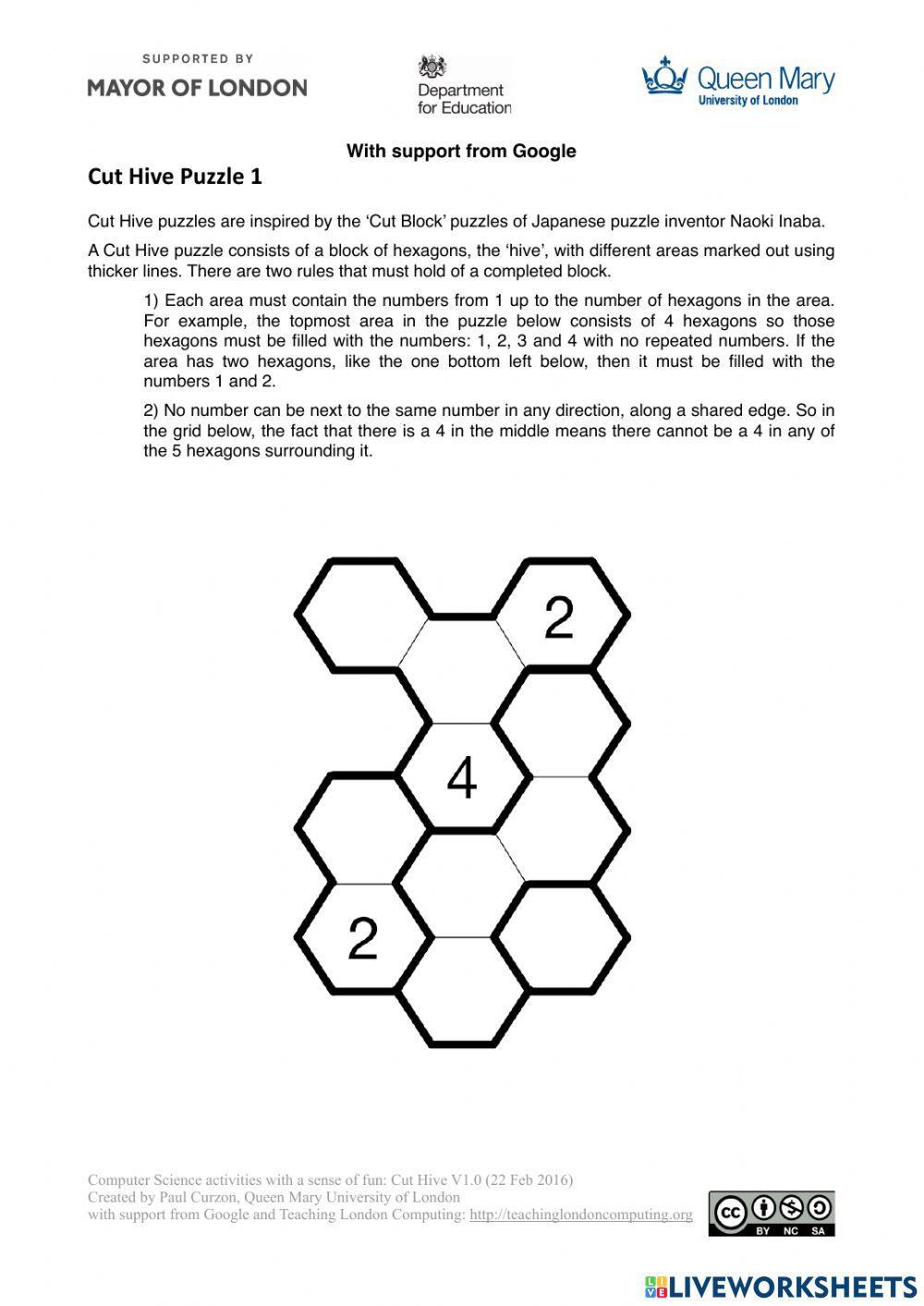 Number Hive Puz… | Free Interactive Worksheets | 914558