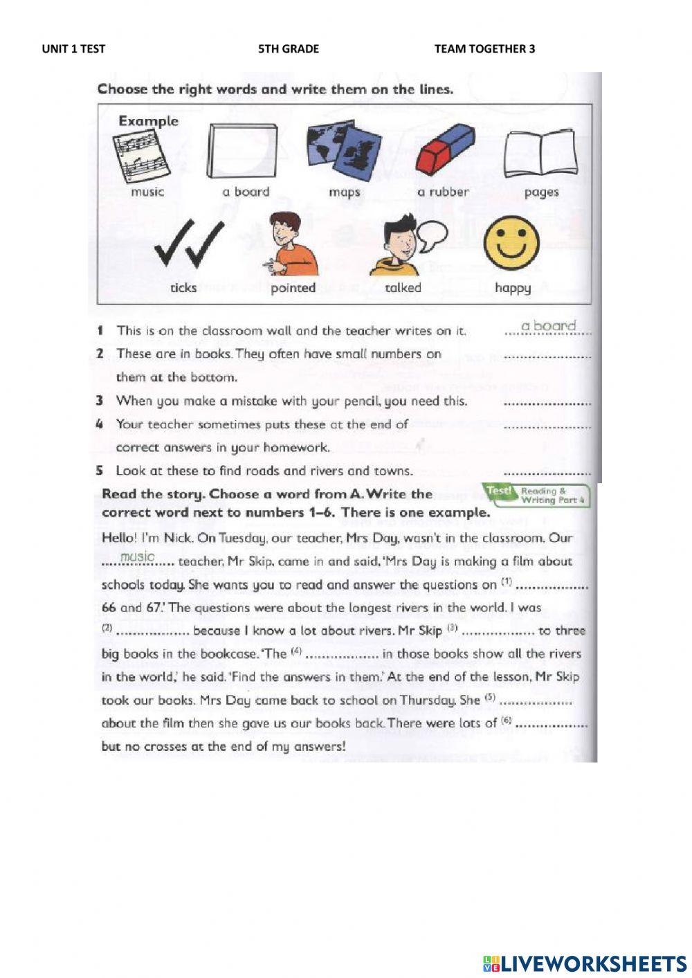 Unit 1 assessme… | Free Interactive Worksheets | 6886095