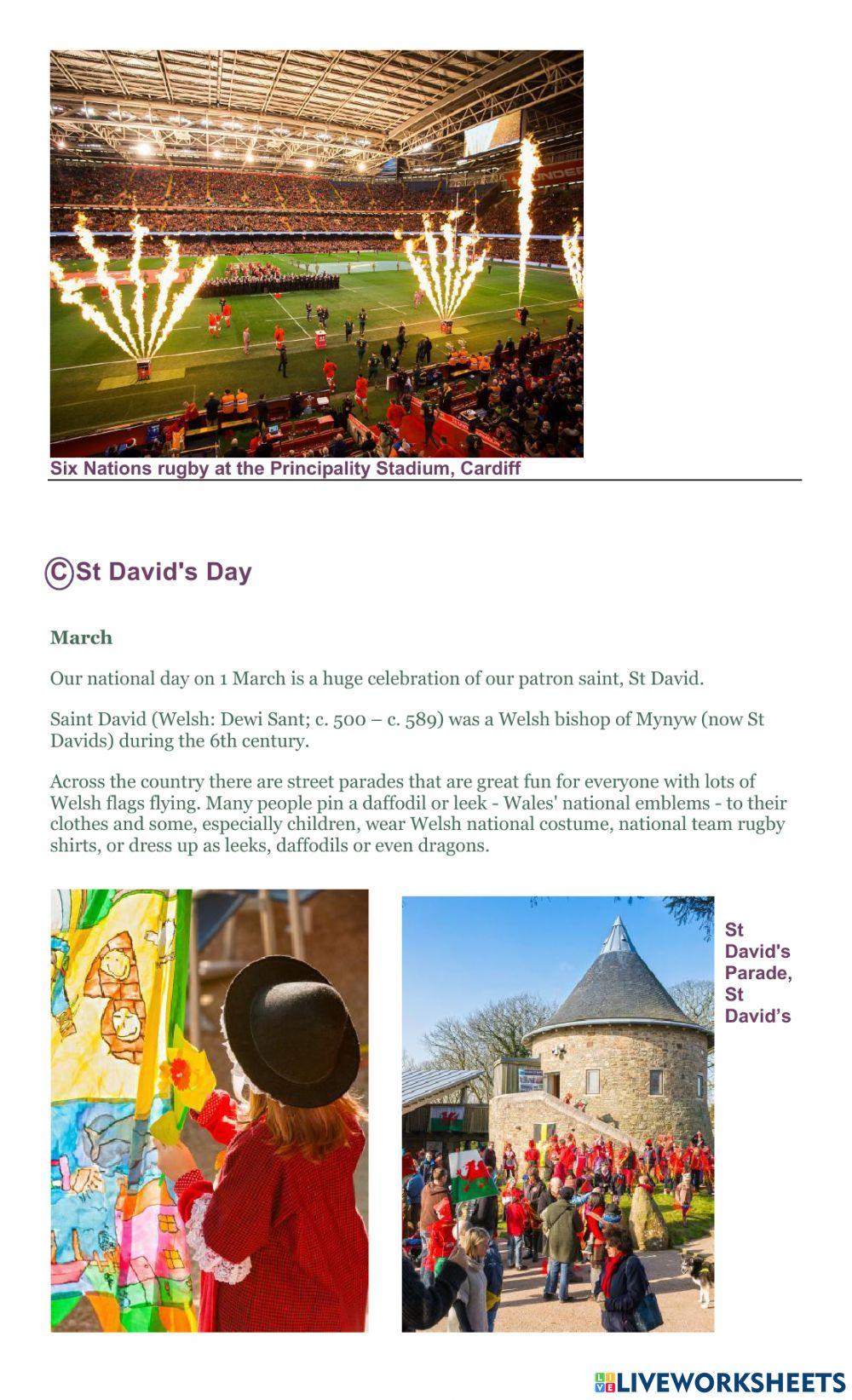 A Year in Wales worksheet | Live Worksheets