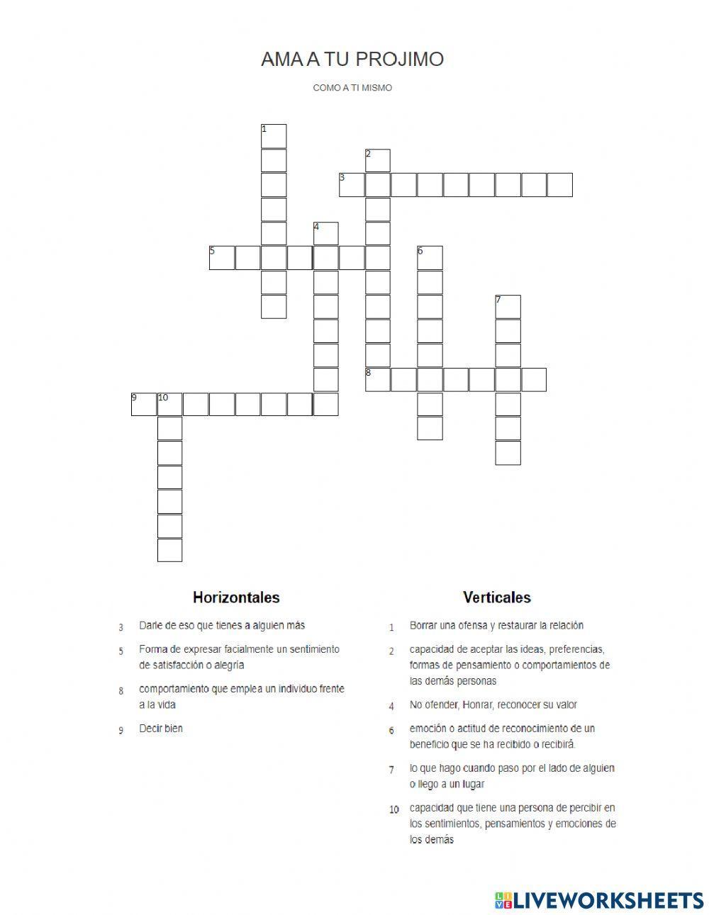 Ama a tu projimo worksheet | Live Worksheets