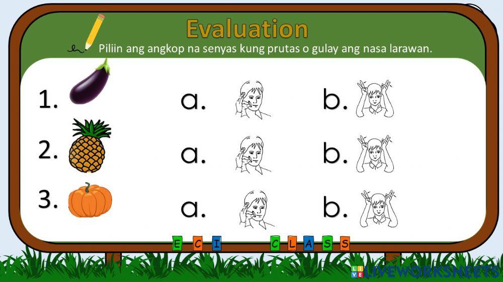Gulay at Prutas | Free Interactive Worksheets | 914818
