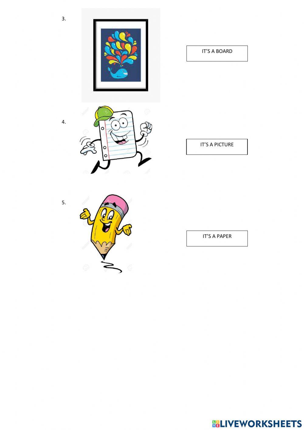 Classroom objects online exercise for first grade | Live Worksheets