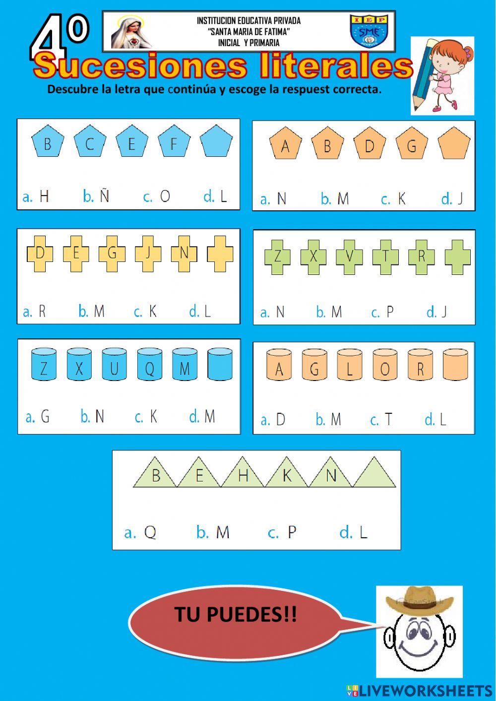 SUCESIONES LITERALES online exercise for | Live Worksheets