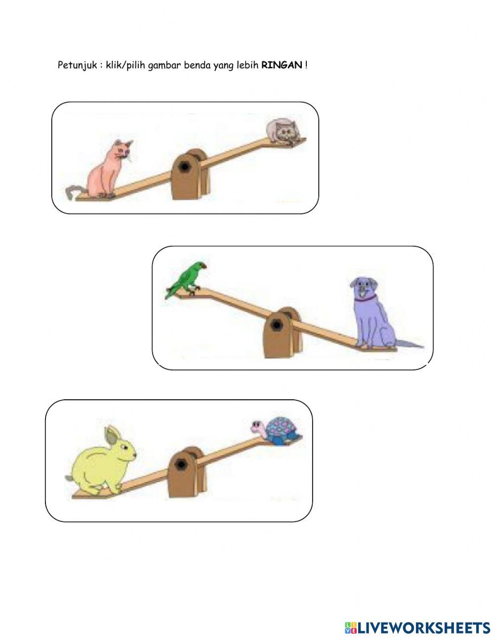 Berat benda | Free Interactive Worksheets | 915485