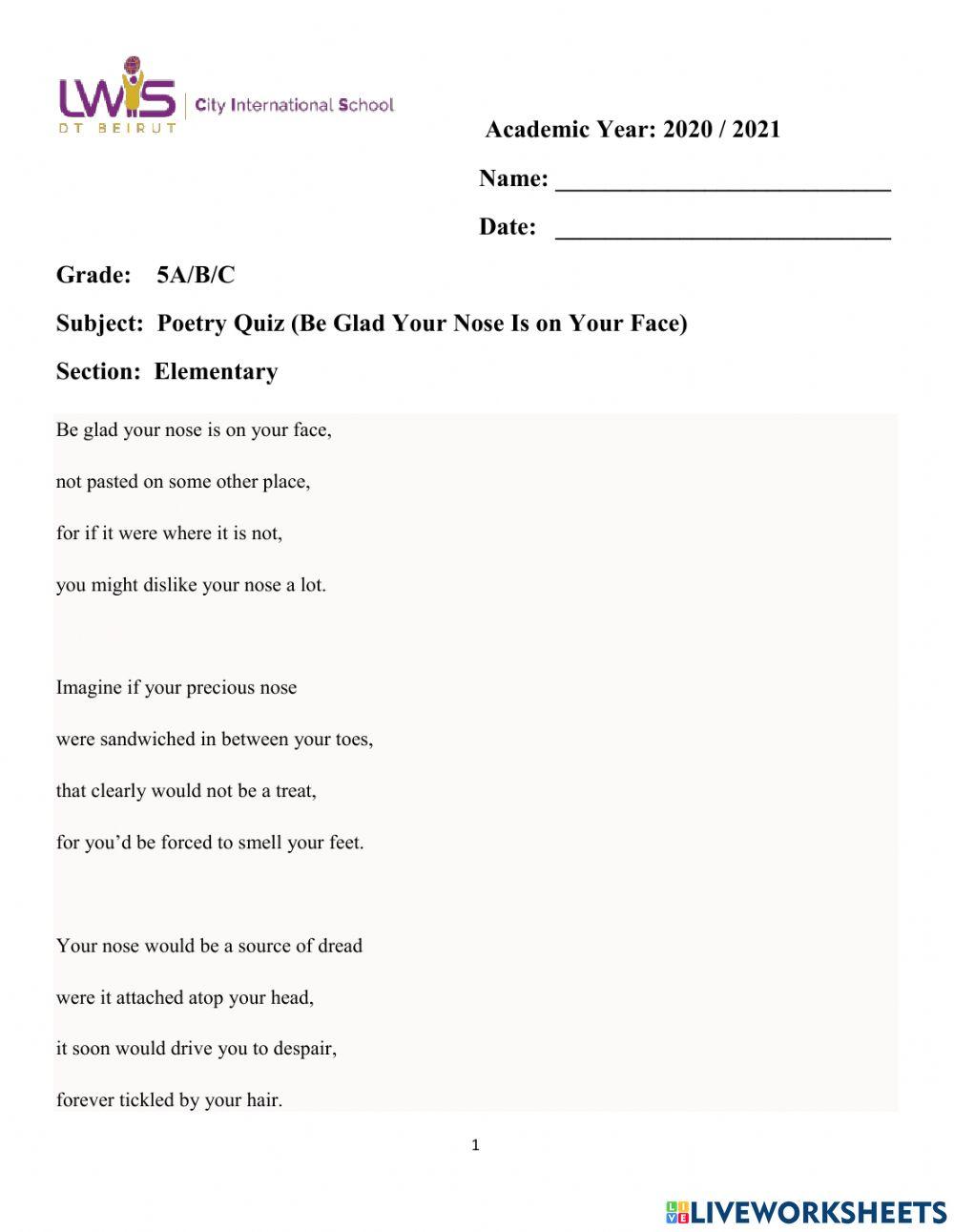 916197 | Poetry | Sumayah | LiveWorksheets