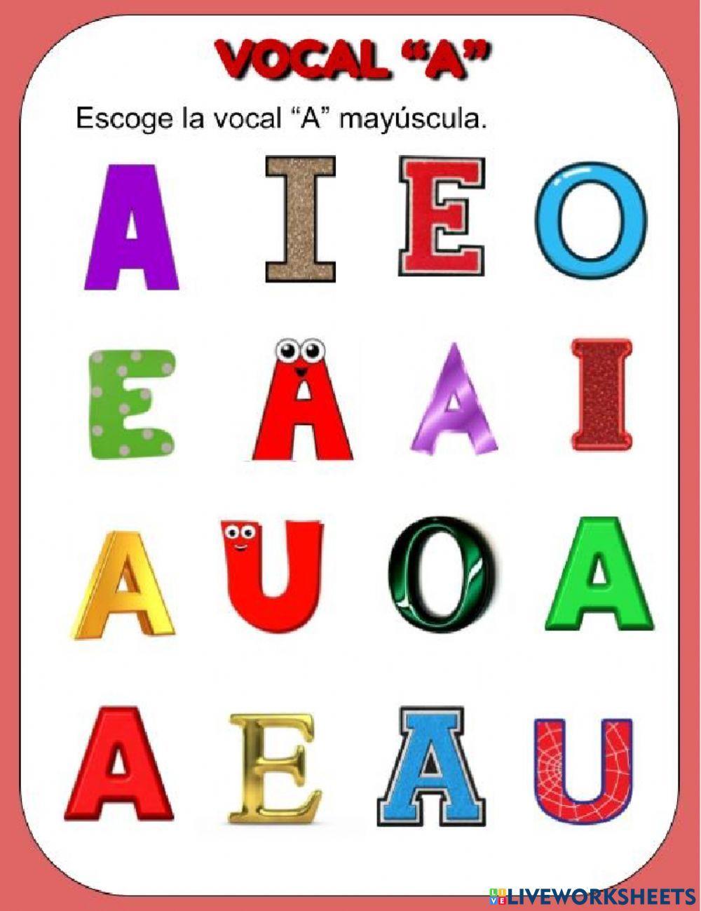 La vocal a | Free Interactive Worksheets | 916309