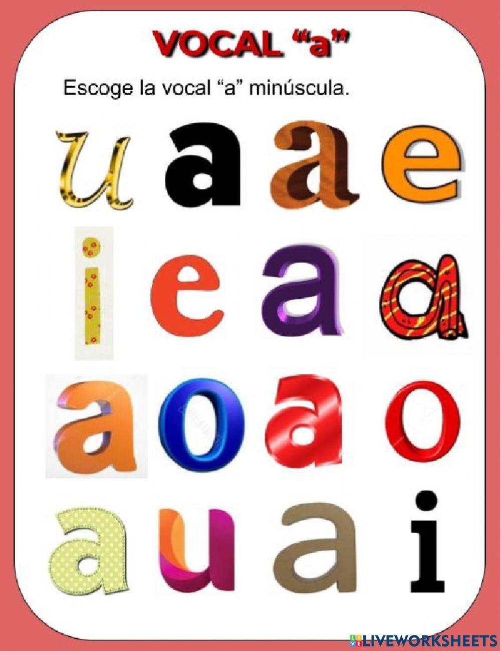 La vocal a | Free Interactive Worksheets | 916309