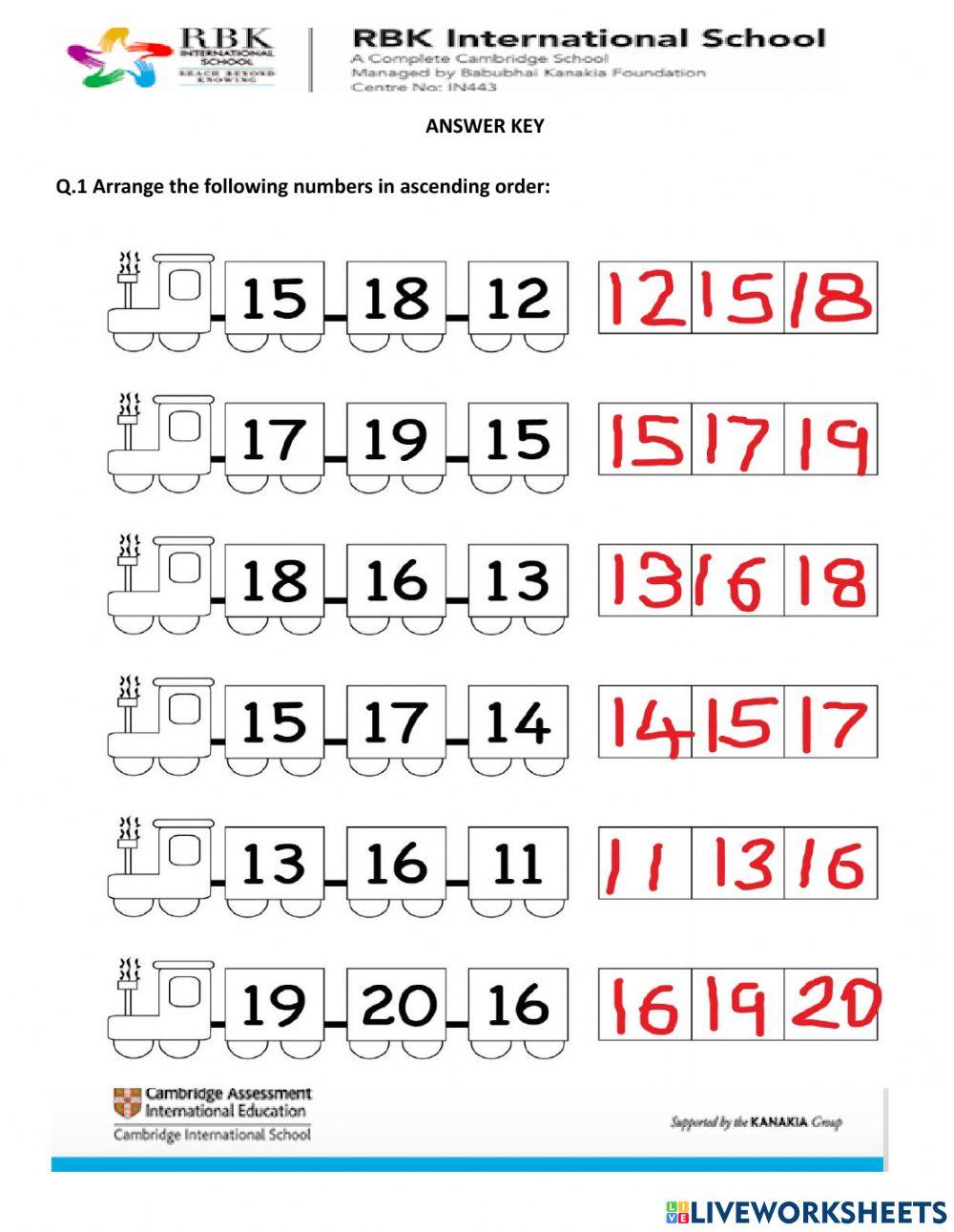 Ascending 916310 | AshJain | LiveWorksheets