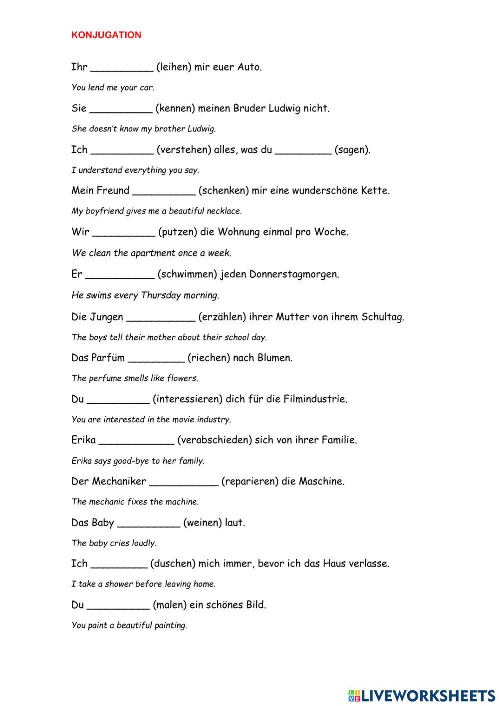 Deutsche Verben Konjugieren Worksheet Live Worksheets, 57% OFF Deutsche Verben Konjugieren Worksheet Live Worksheets, 57% OFF