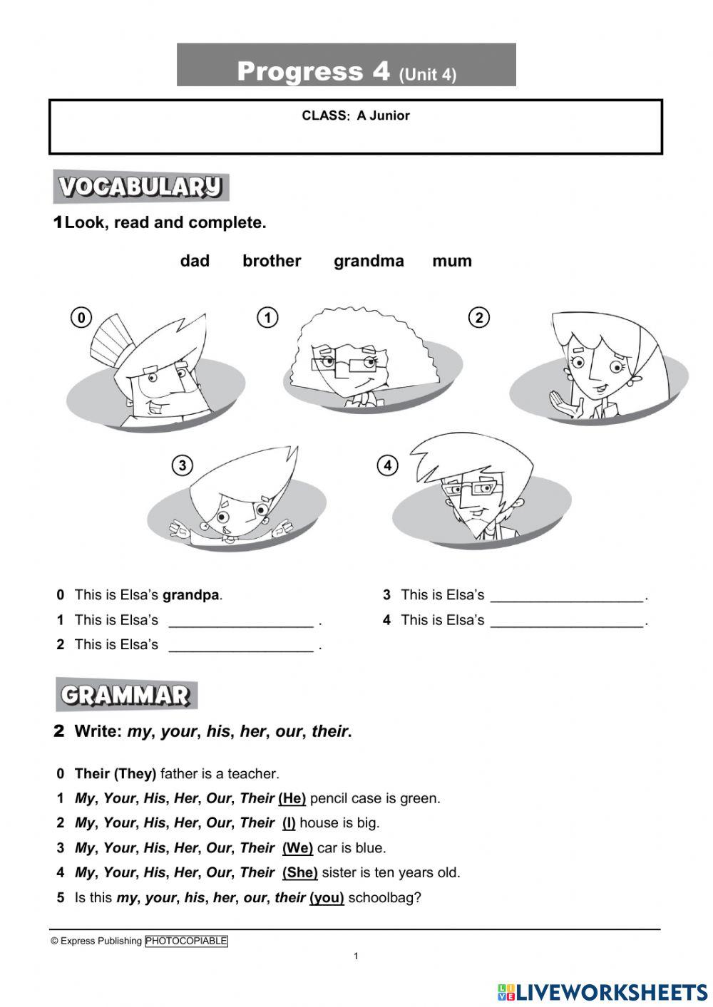 A junior TEST 4 online exercise for | Live Worksheets
