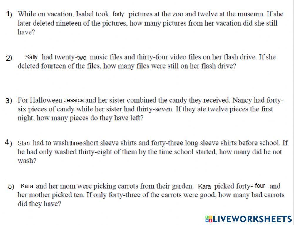 Two Step word p… | Free Interactive Worksheets | 916658