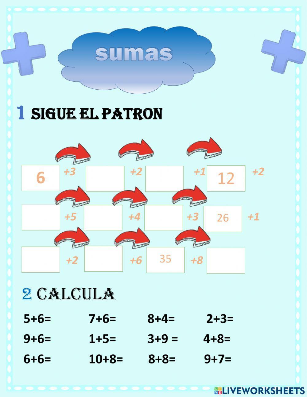 Sumas para niños | Free Interactive Worksheets | 916976