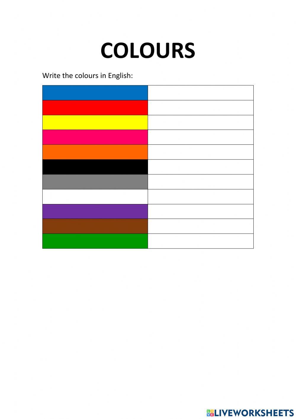 Colours online exercise for segundo de Primaria | Live Worksheets