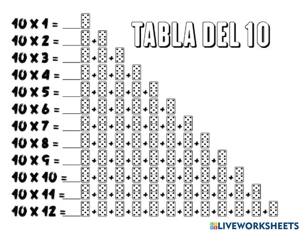 Tabla del 10 interactive exercise | Live Worksheets