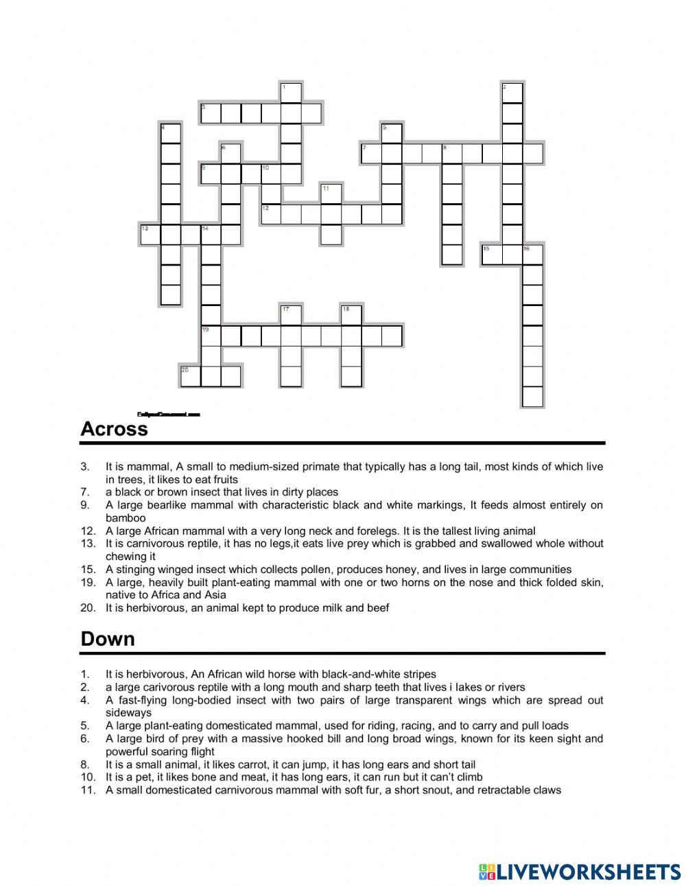 Animal description free online worksheet | Live Worksheets