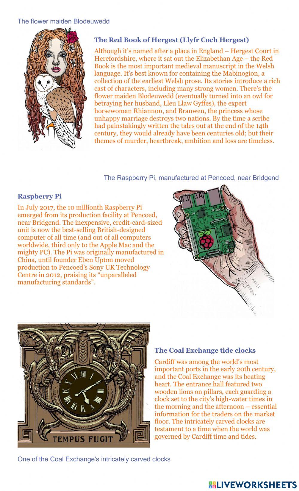 A history of Wales in 10 objects worksheet | Live Worksheets