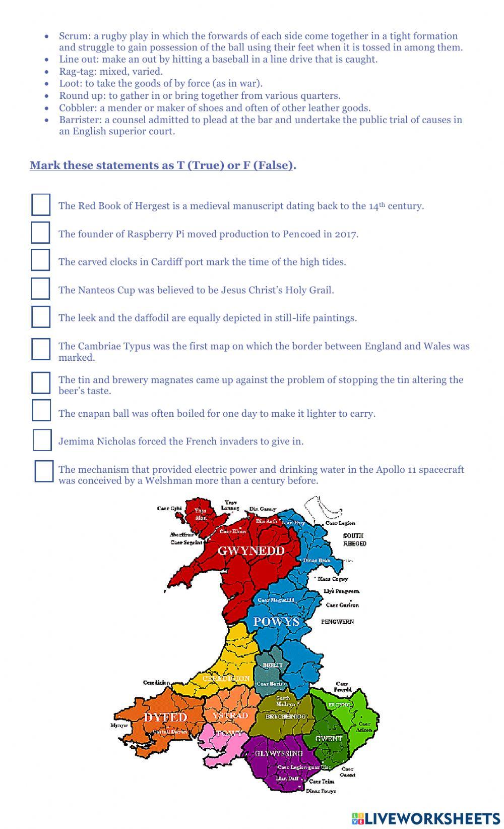 A history of Wales in 10 objects worksheet | Live Worksheets