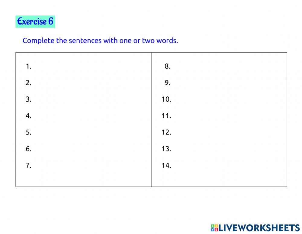 Page 86, exercises 4, 5, 6 worksheet | Live Worksheets