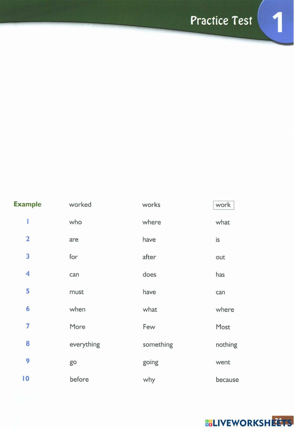 Flyers test 1 - Succeed - Listening reading 1 online exercise for ...