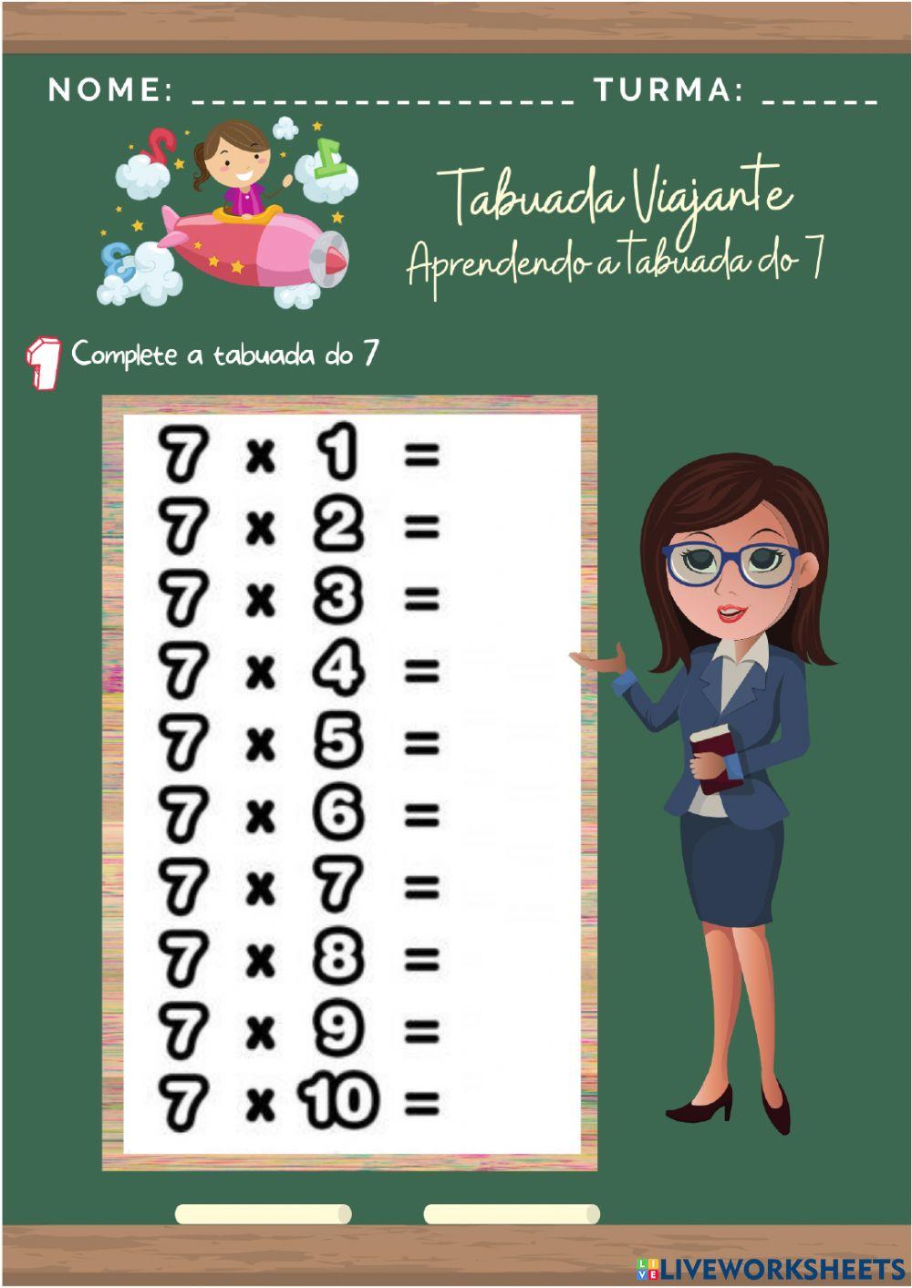 Tabuada do 7 activity | Live Worksheets
