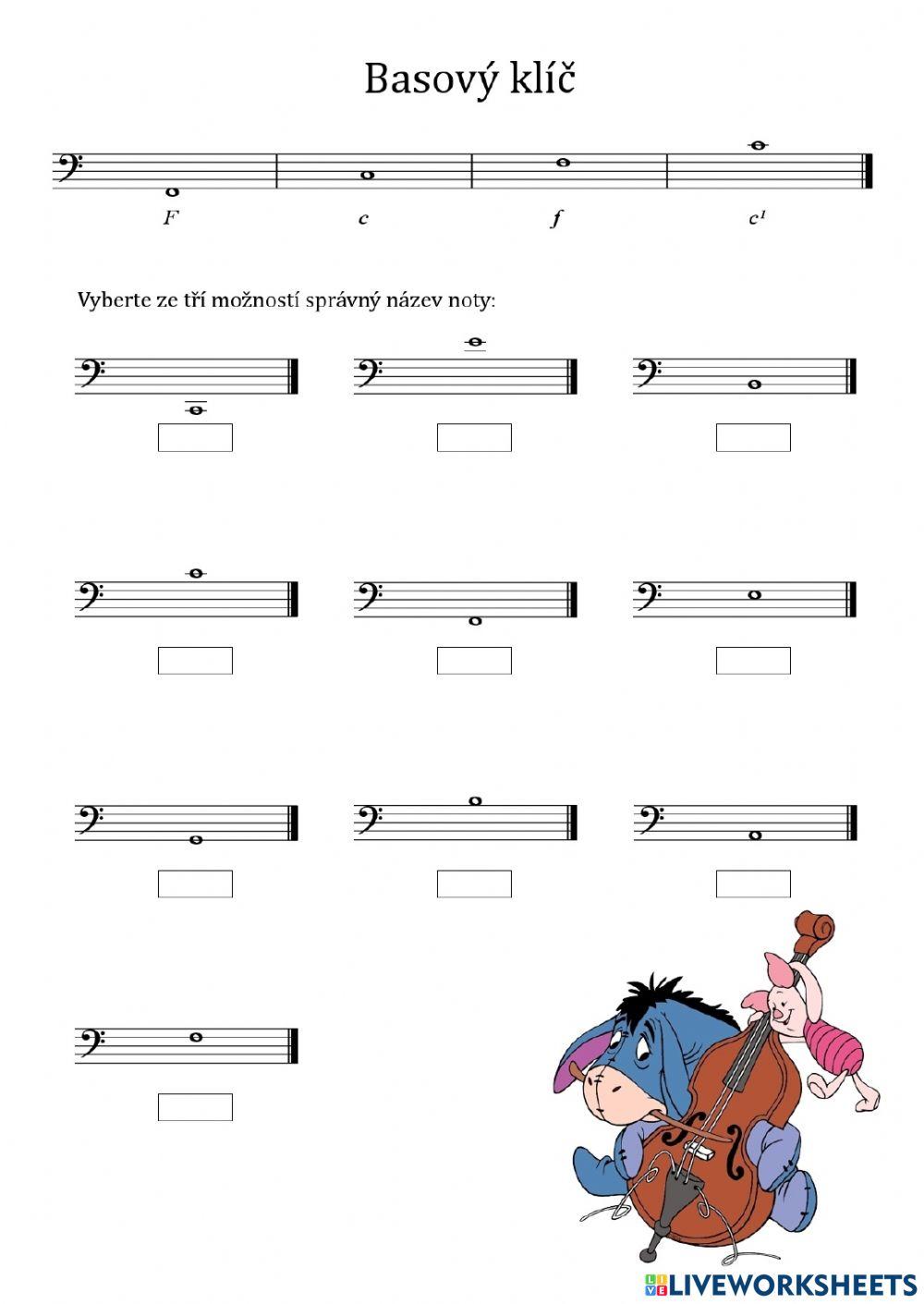 Basový klíč 1 | Free Interactive Worksheets | 918506