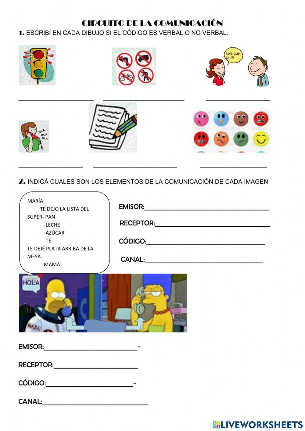 Comunicacion Y Sus Elementos Interactive Worksheet Jeremy Map Teresa