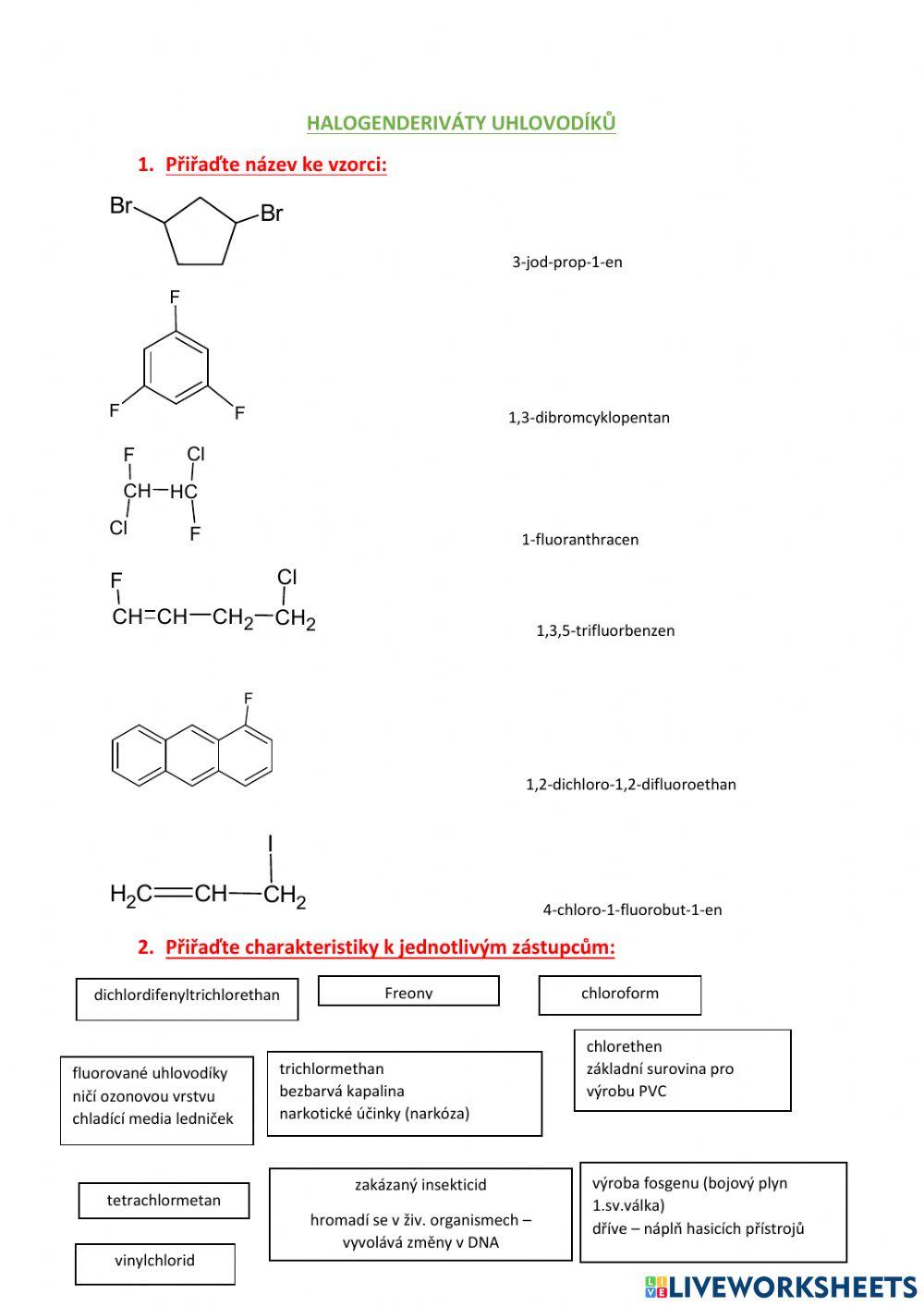 Halogenderiváty | Free Interactive Worksheets | 4962397