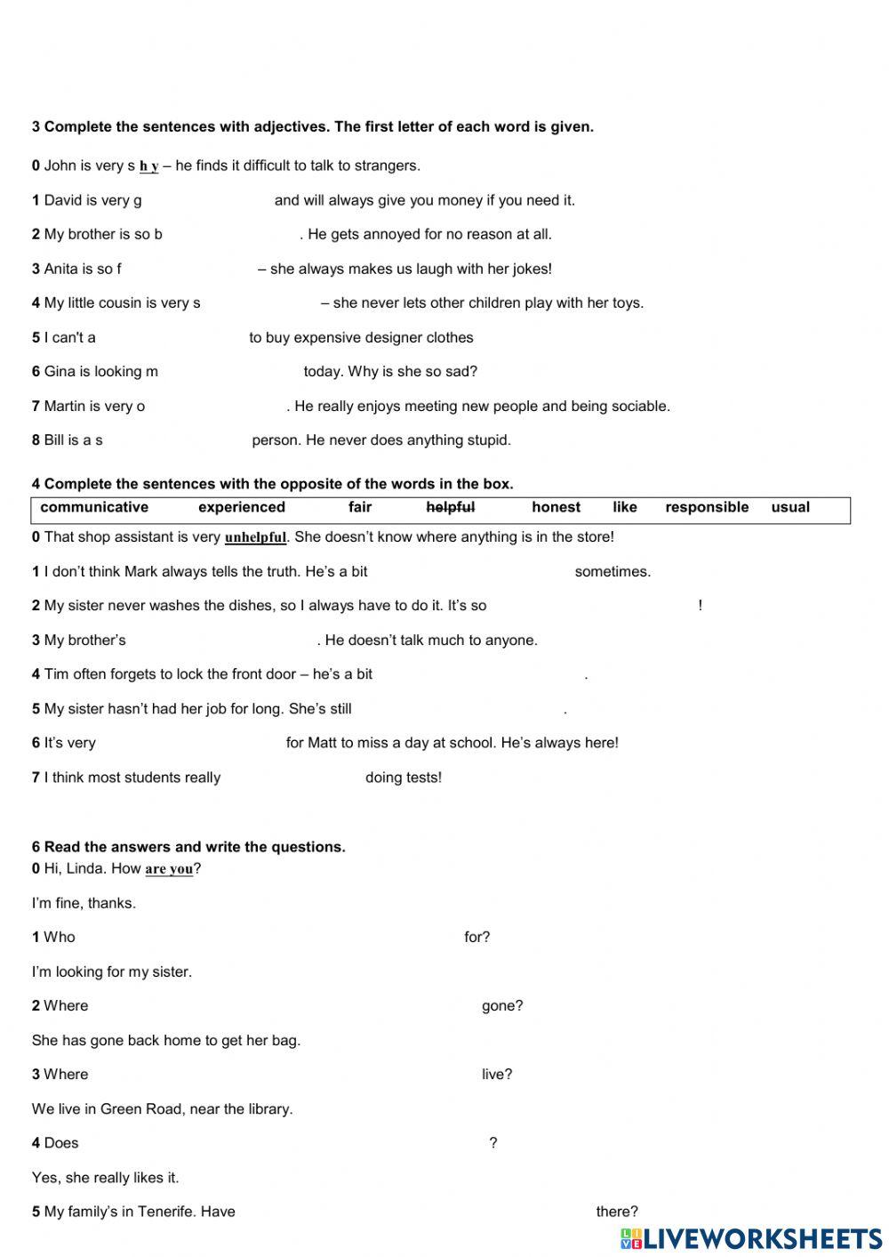 KET 1 - Test unit 1 worksheet | Live Worksheets