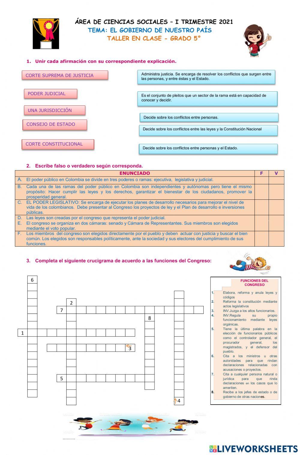 El poder en colombia interactive worksheet | Live Worksheets