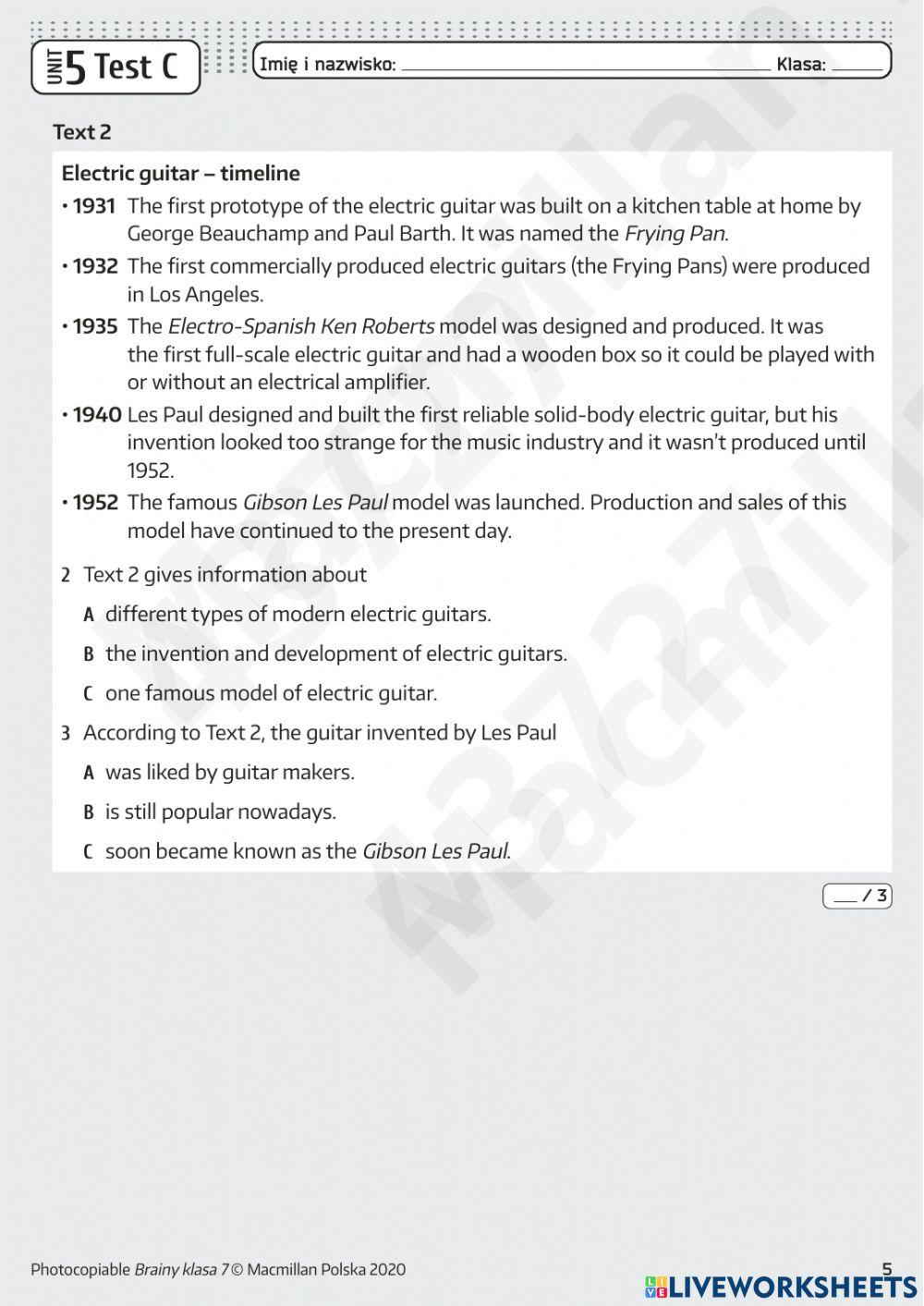 Brainy 7 unit 5… | Free Interactive Worksheets | 4963003