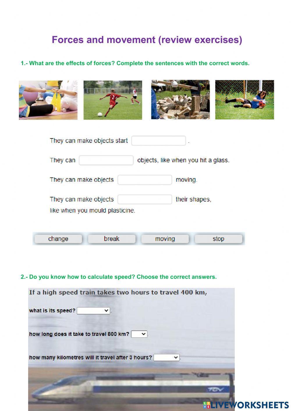 Forces and move… | Free Interactive Worksheets | 920519