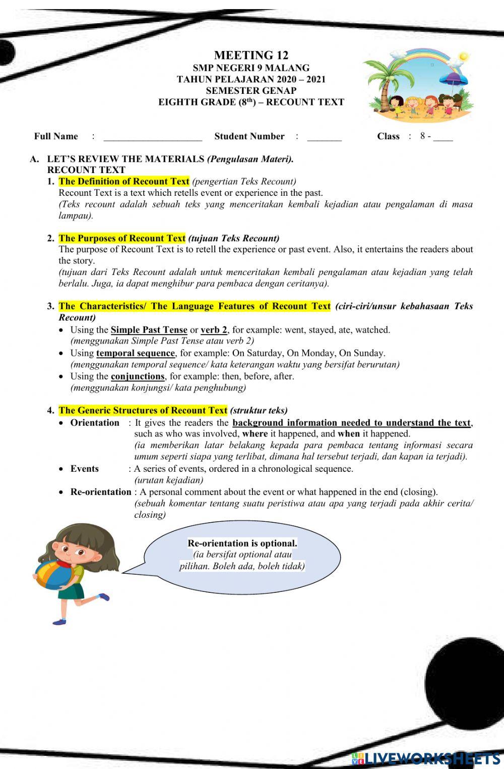 920879 | Meeting 12 - Recount text (Generic Structures)