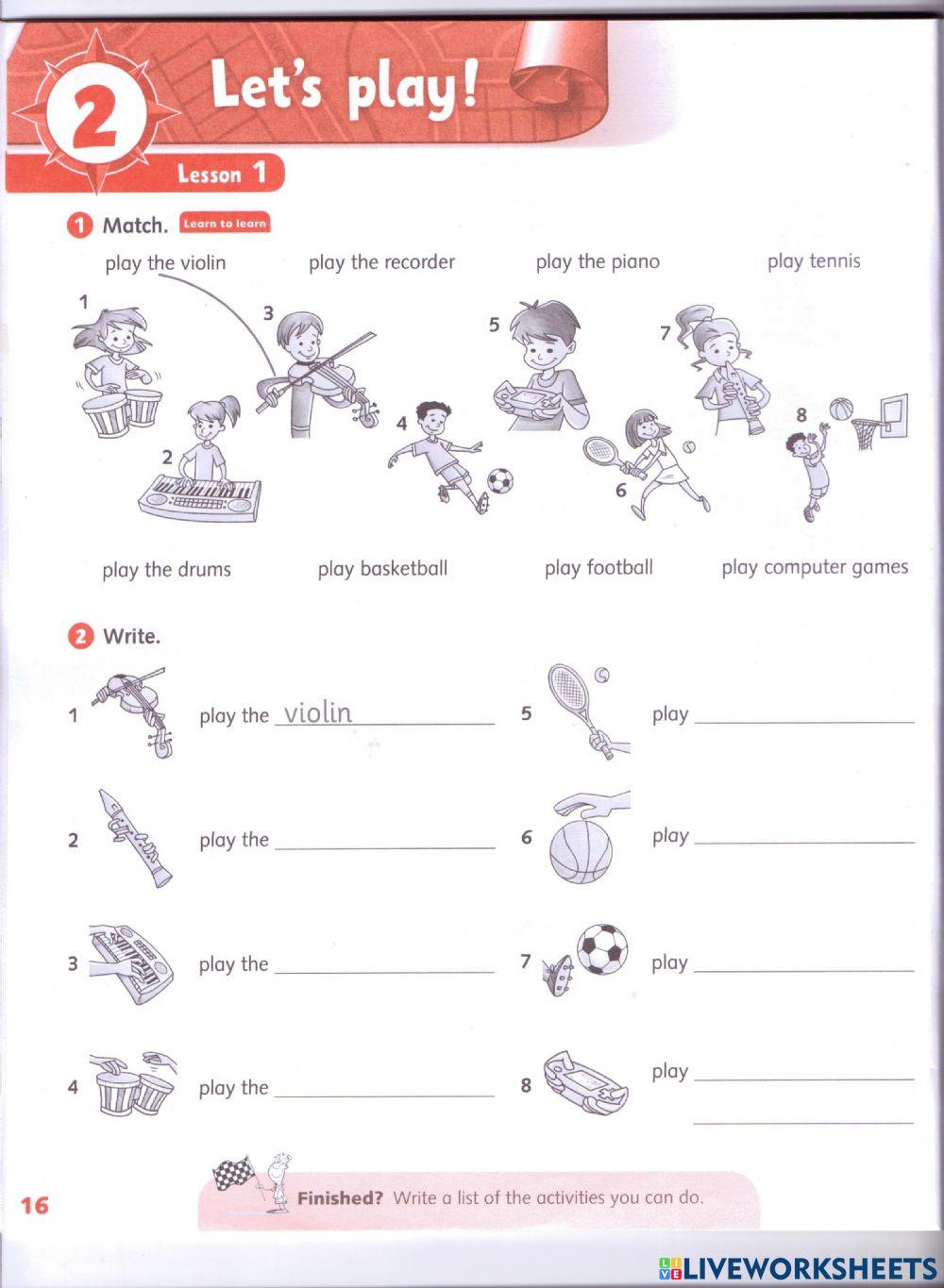 PLAY INSTRUMENTS+SPORTS online exercise for | Live Worksheets