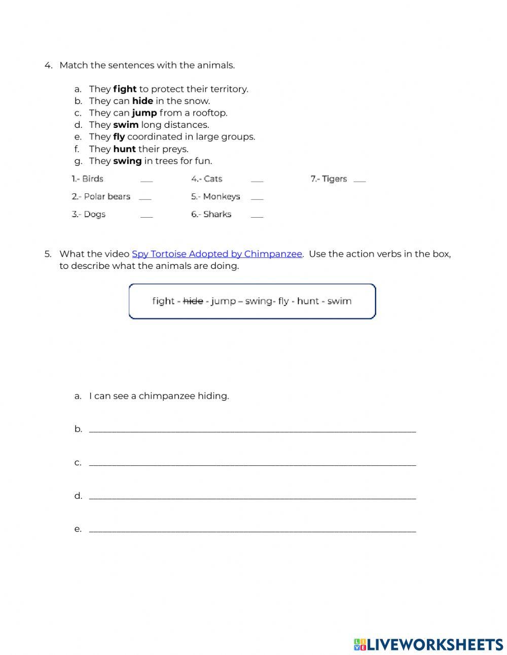 Animals online exercise for 5th grade | Live Worksheets
