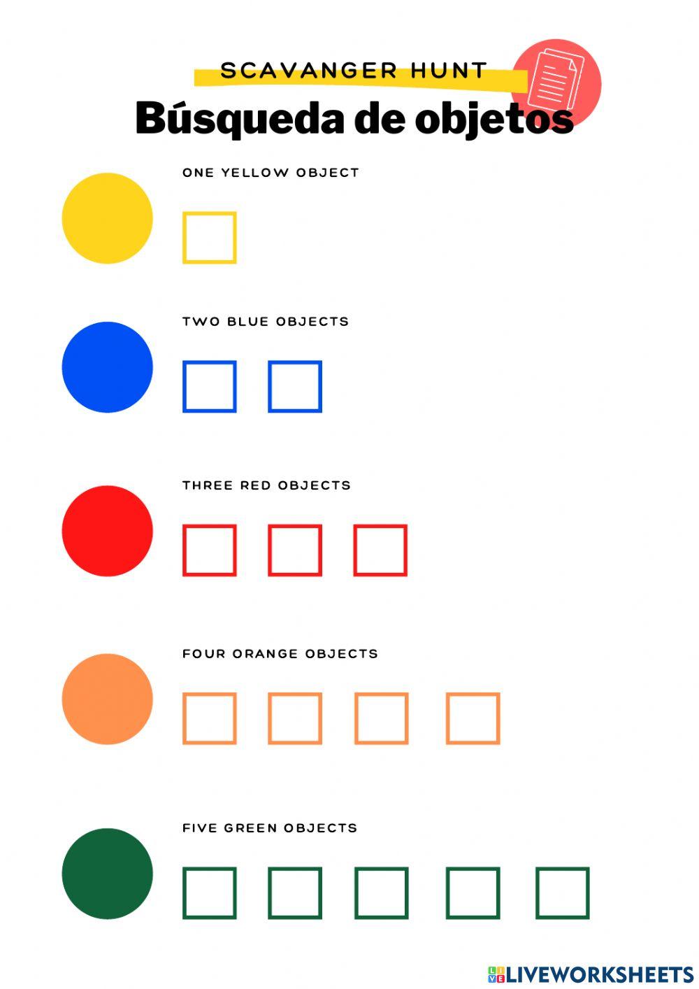 Scavanger hunt worksheet | Live Worksheets