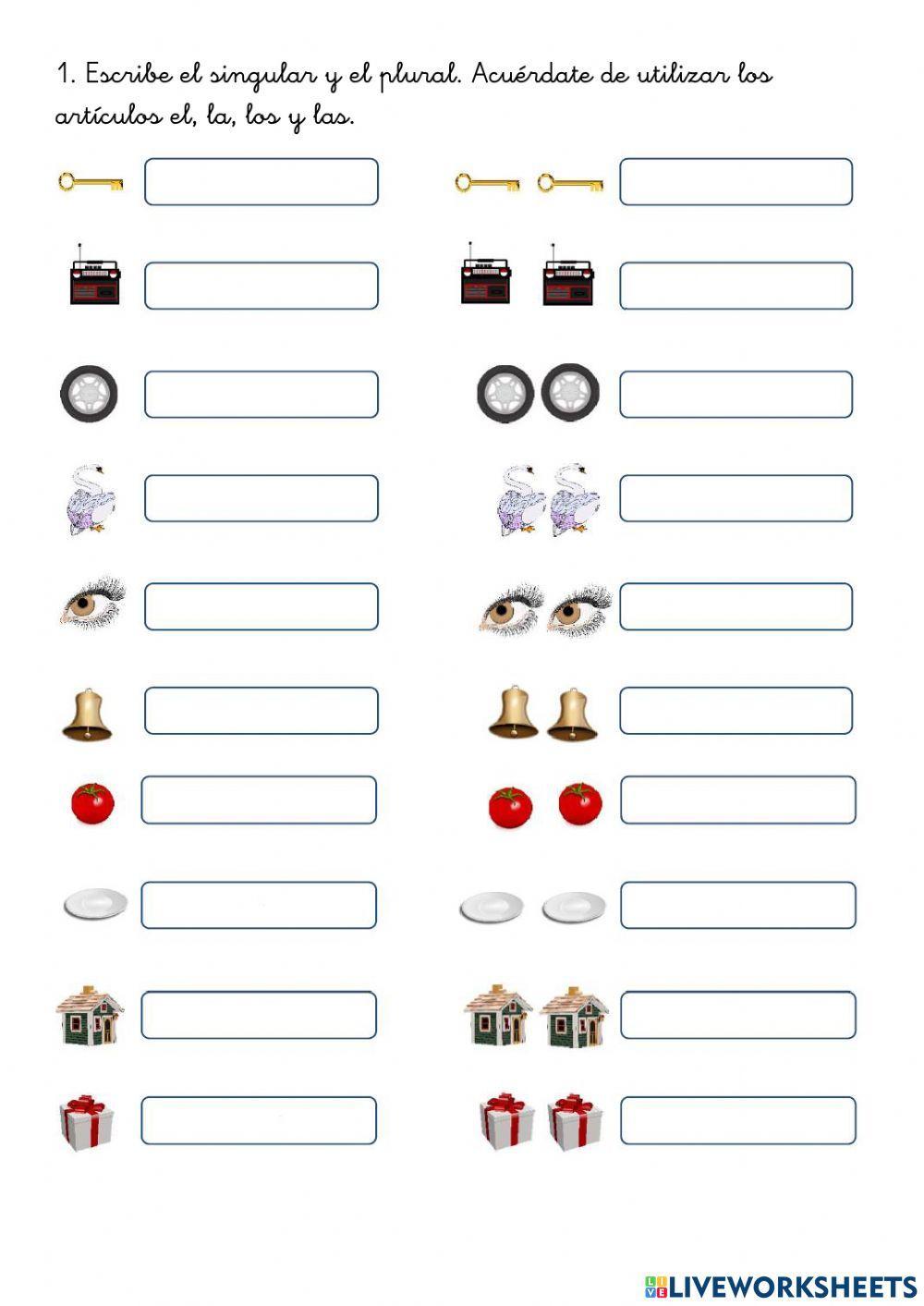 Ficha pdf online de Singular y plural | Plurals, Plurals worksheets ...
