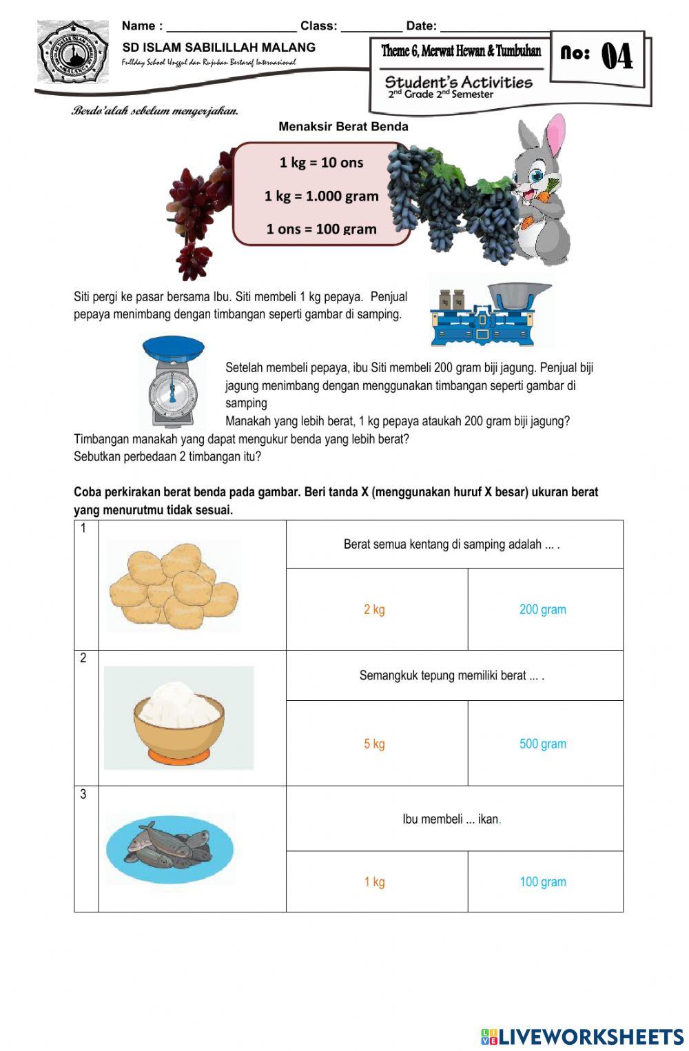 Berat exercise | Live Worksheets