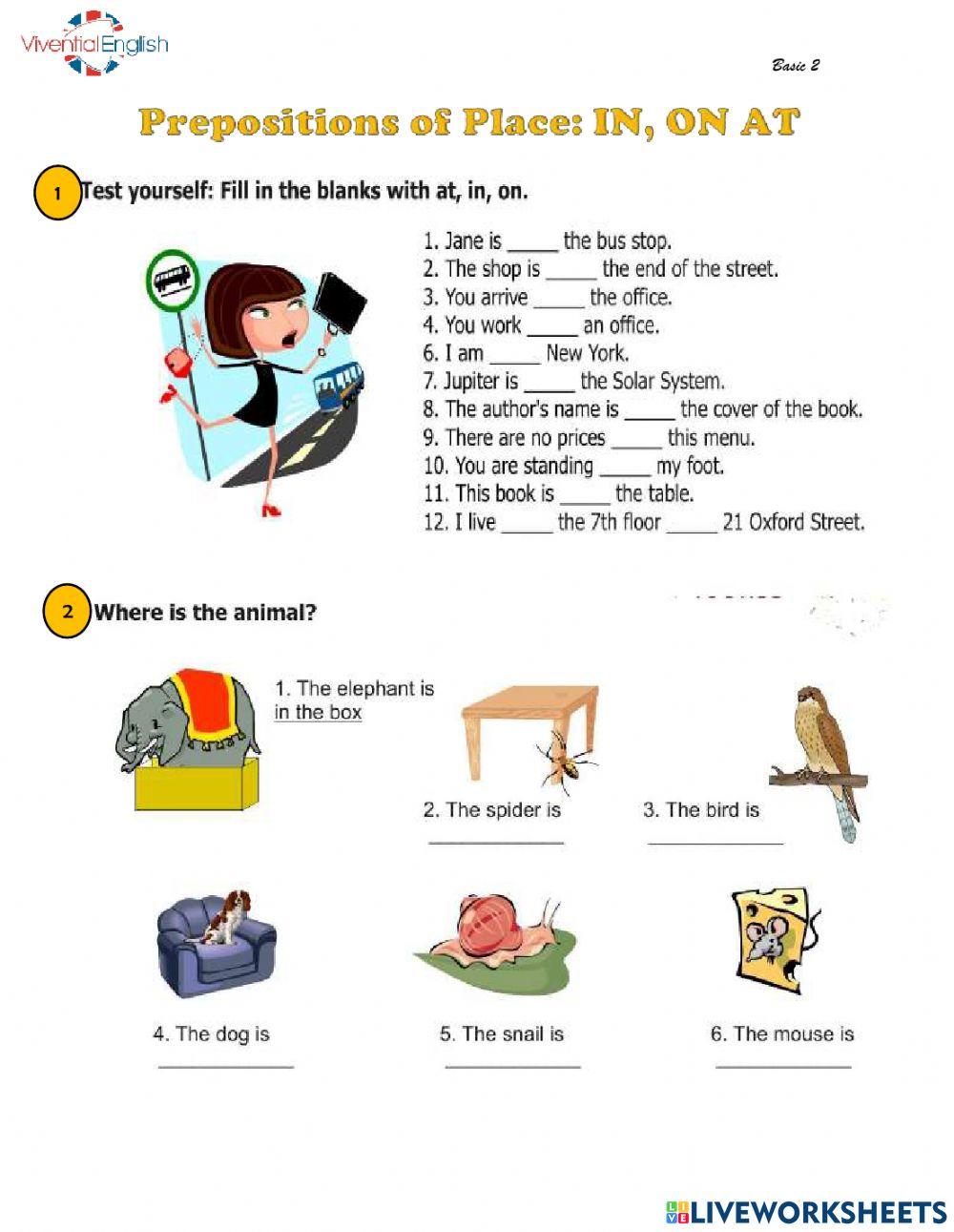 Prepositions of place online exercise for BASIC | Live Worksheets
