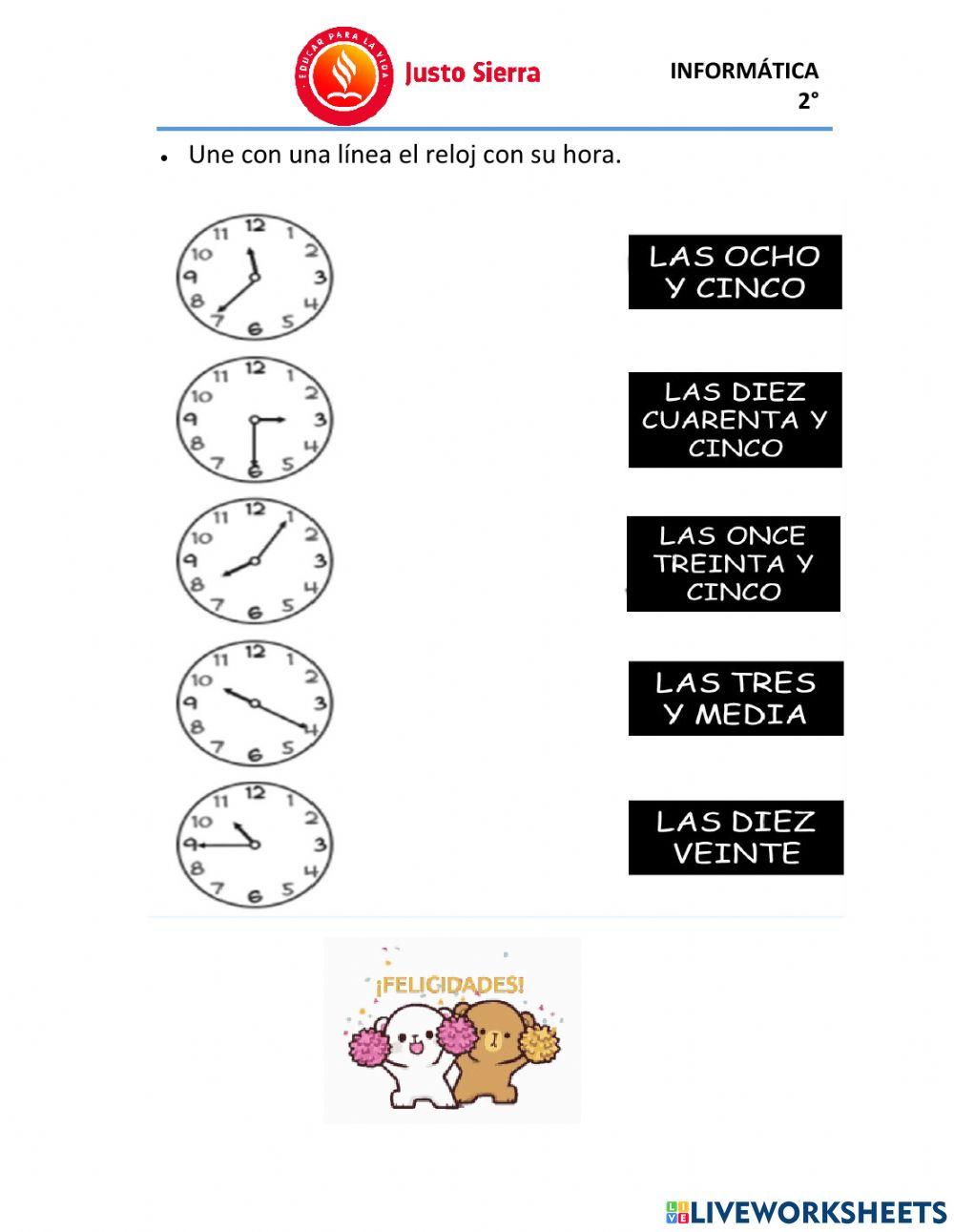 El reloj activity for SEGUNDO GRADO | Live Worksheets