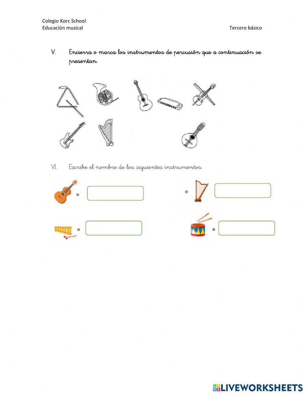 Intrumentos worksheet | Live Worksheets