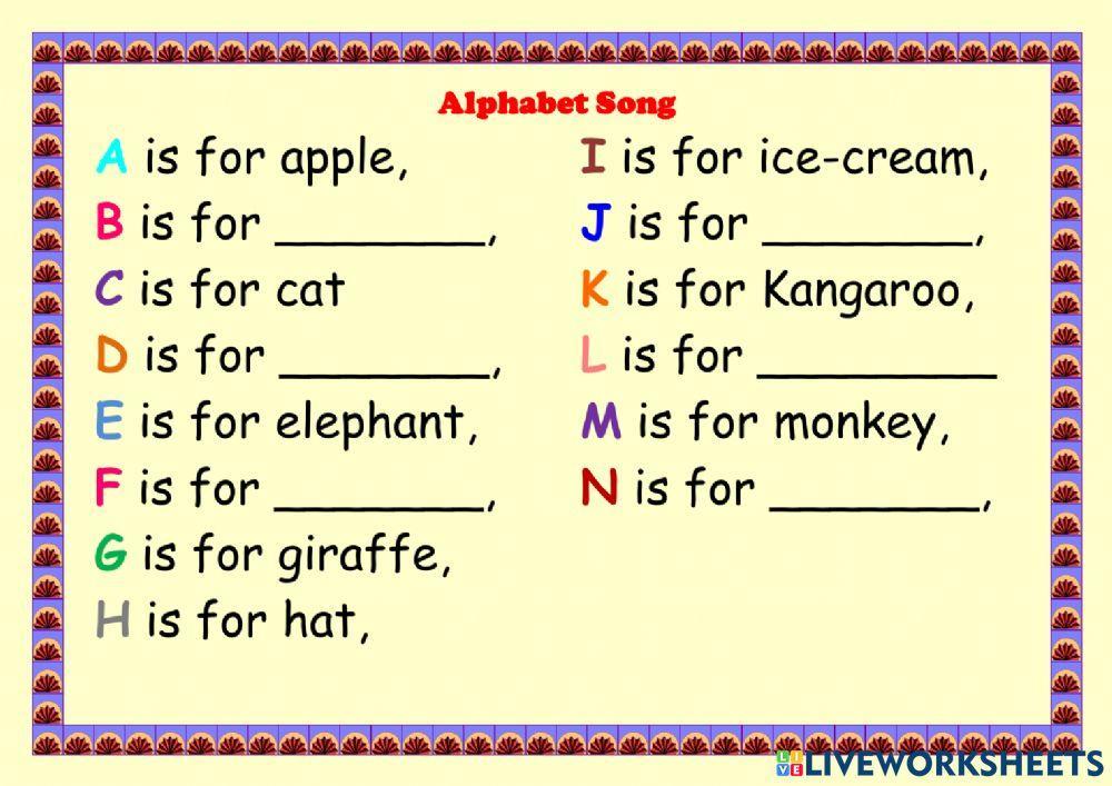 The ABC Song worksheet | Live Worksheets
