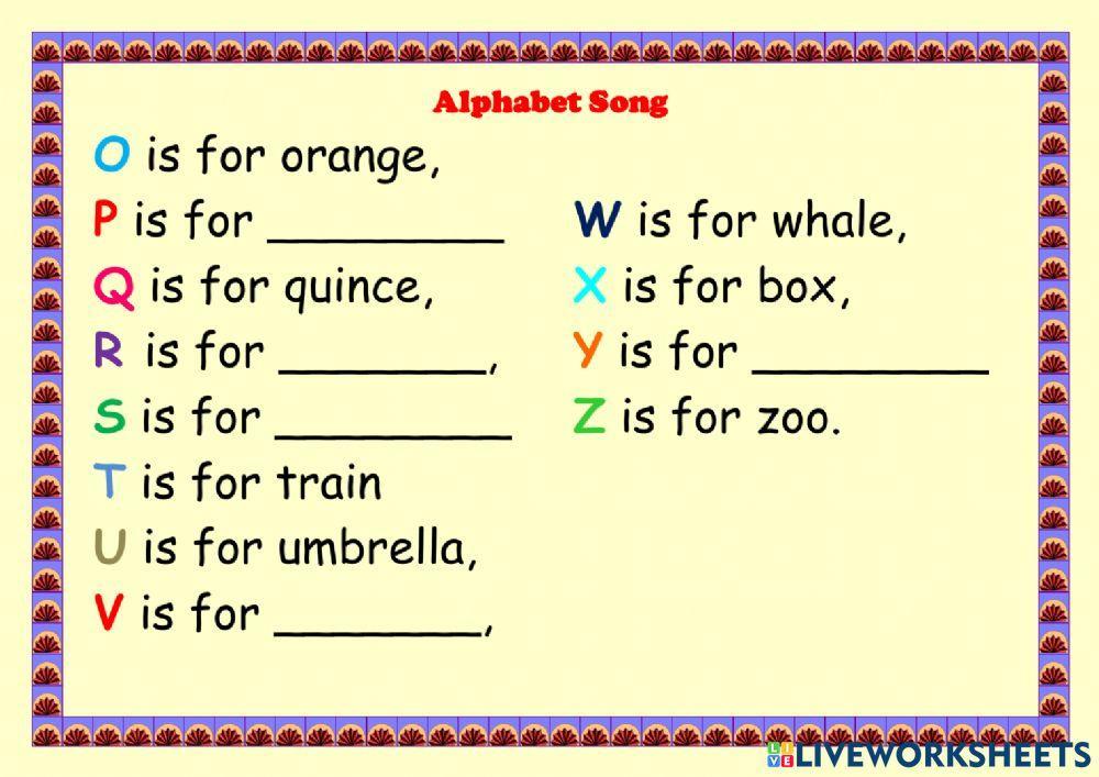 The ABC Song | Free Interactive Worksheets | 922522
