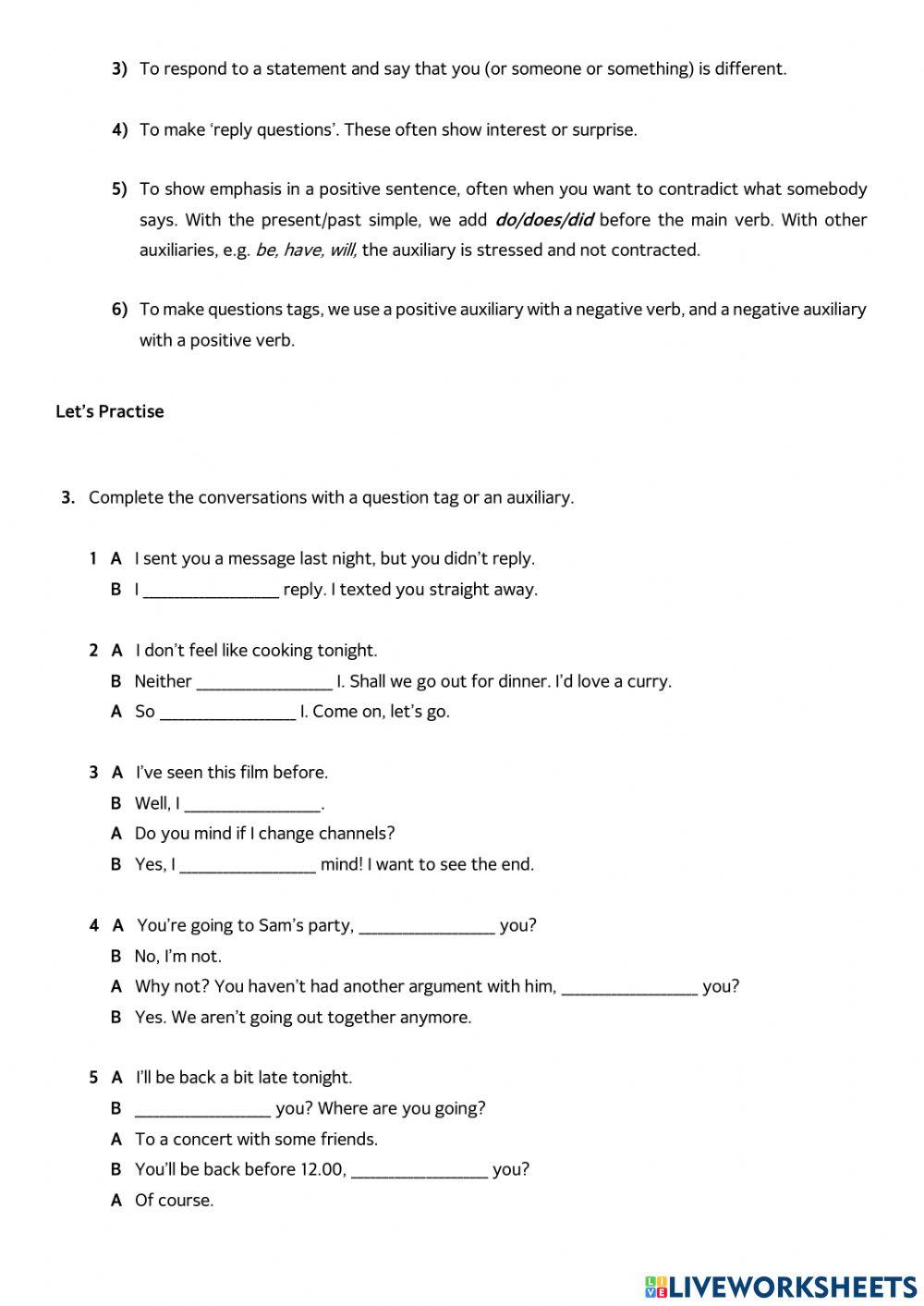 Auxiliary verbs + Comparatives online exercise for | Live Worksheets