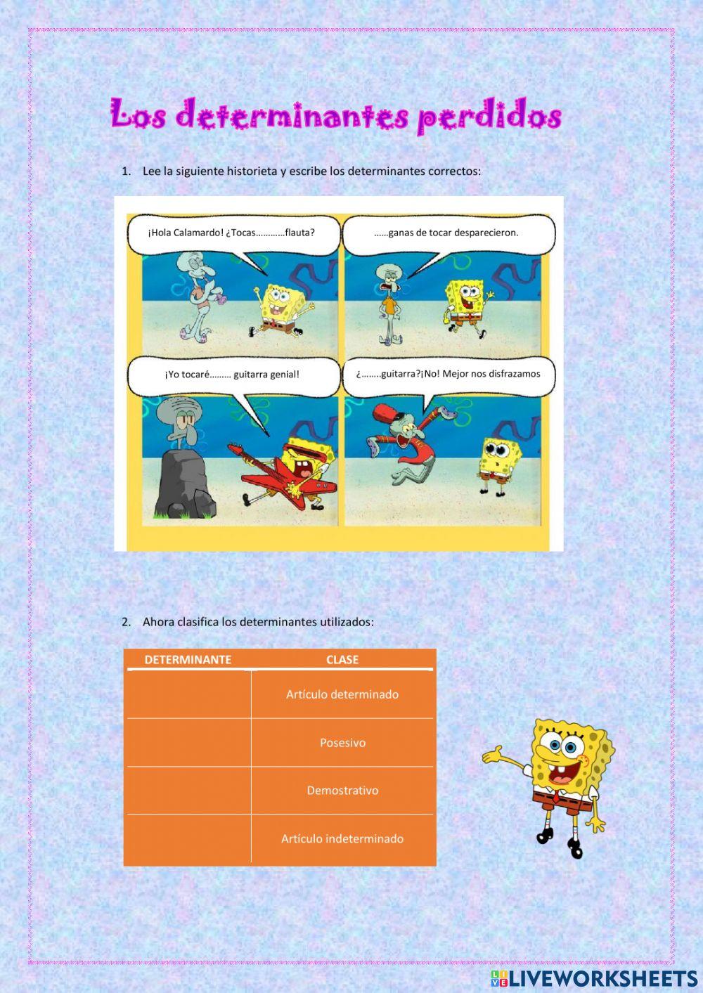 Los determinantes Lengua Castellana worksheet | Live Worksheets